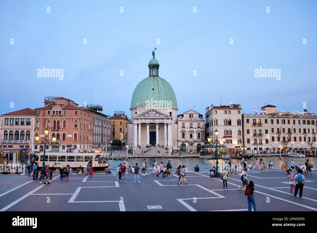 Venice, Italy: View of night venice city lights grand canal with Chiesa ...