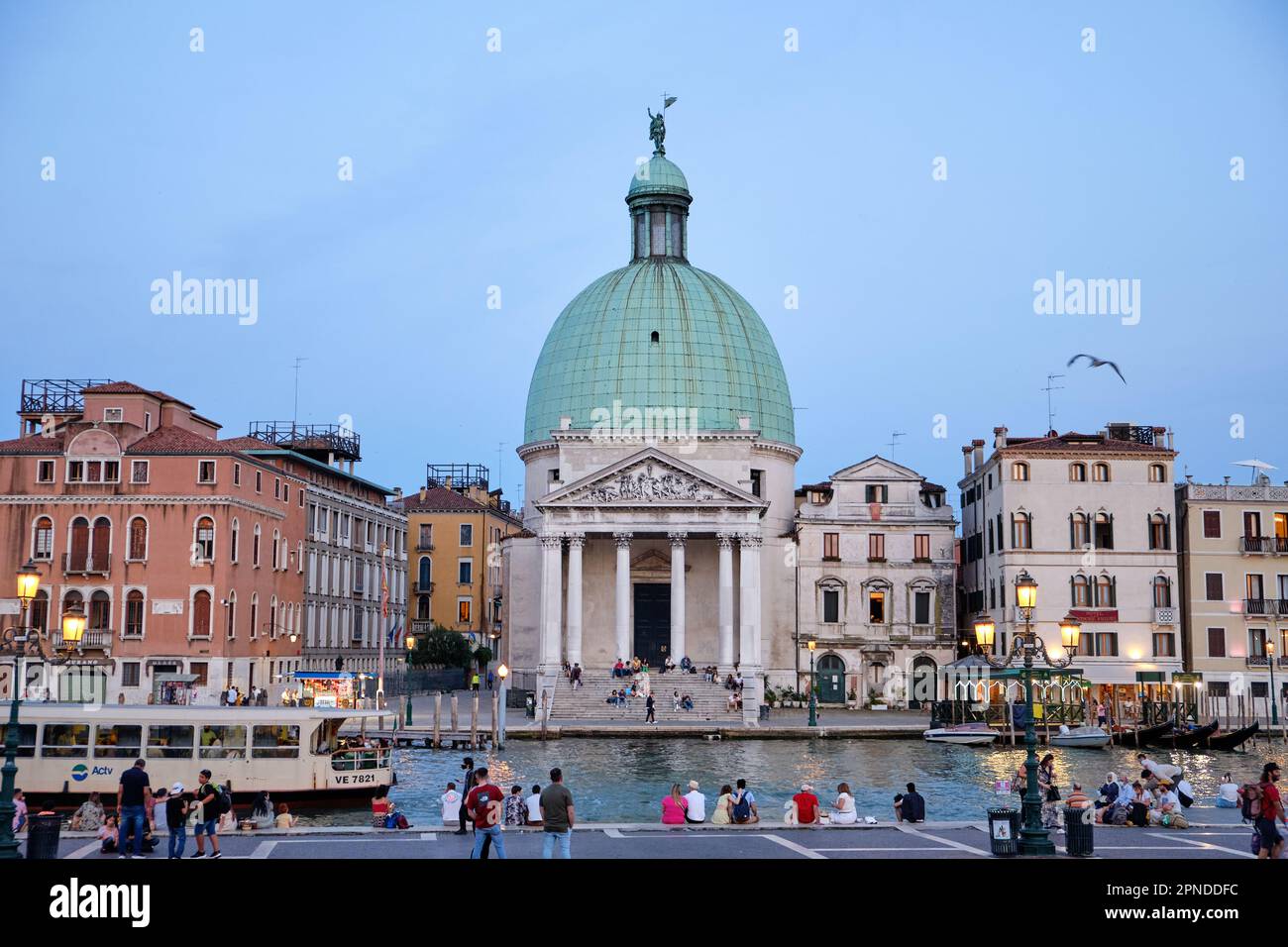Venice, Italy: View of night venice city lights grand canal with Chiesa ...