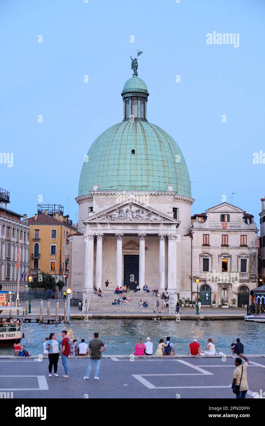 Venice, Italy: View of night venice city lights grand canal with Chiesa ...