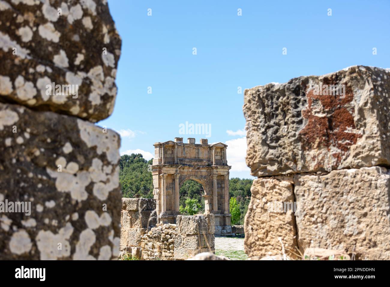 View of the Arch of Caracalla in the ancient Roman city of Cuicul ...