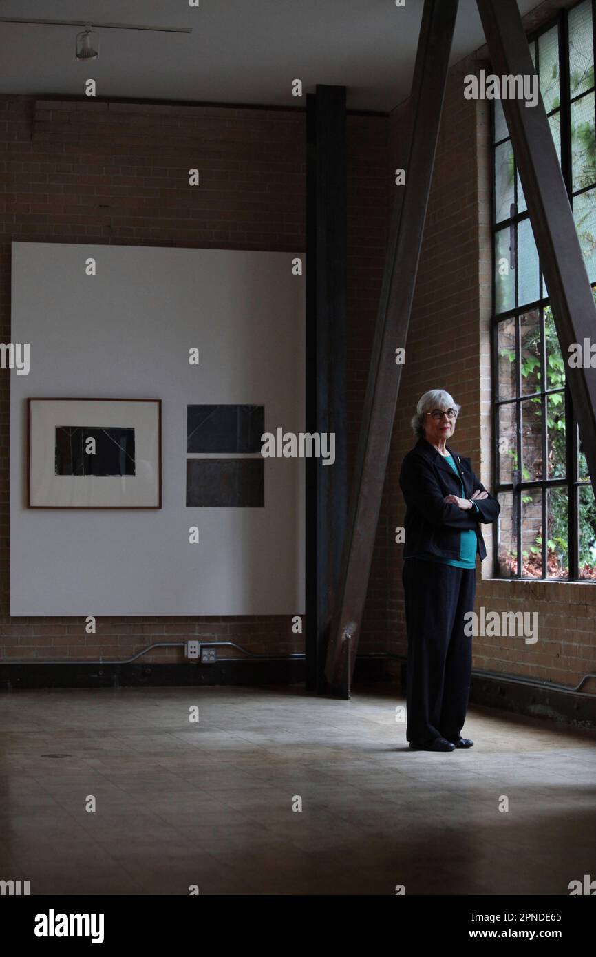 Kathan Brown, Crown Point Press founding director, stands in the ...