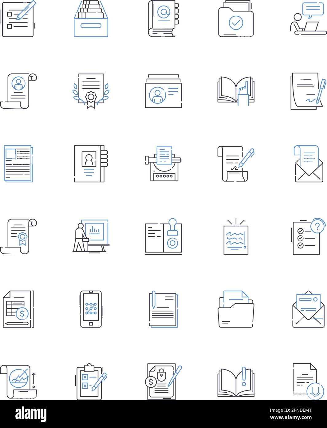 Writing line icons collection. Penning, Authoring, Scribbling ...