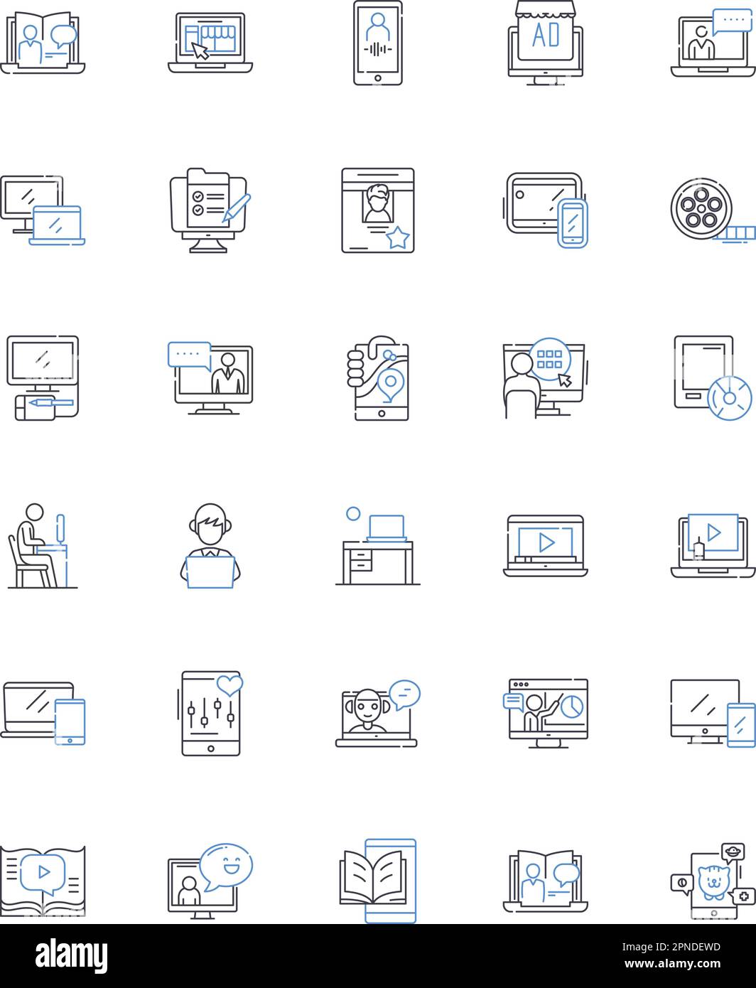 Digital advertising line icons collection. Display, Impressions ...