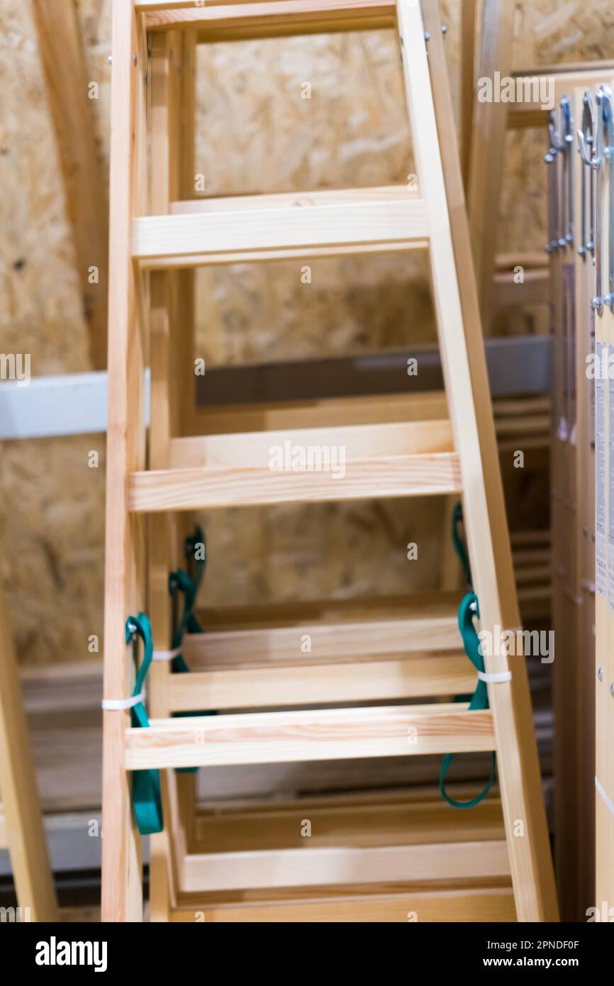 Stack of wooden ladders hi-res stock photography and images - Alamy