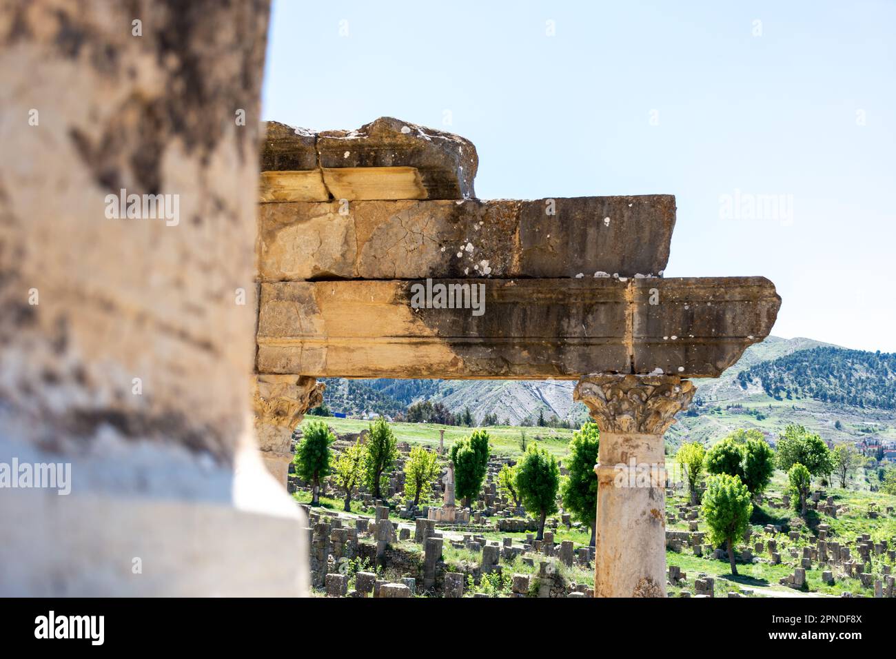Roman ruins in the ancient city of Cuicul-Djemila. UNESCO world ...