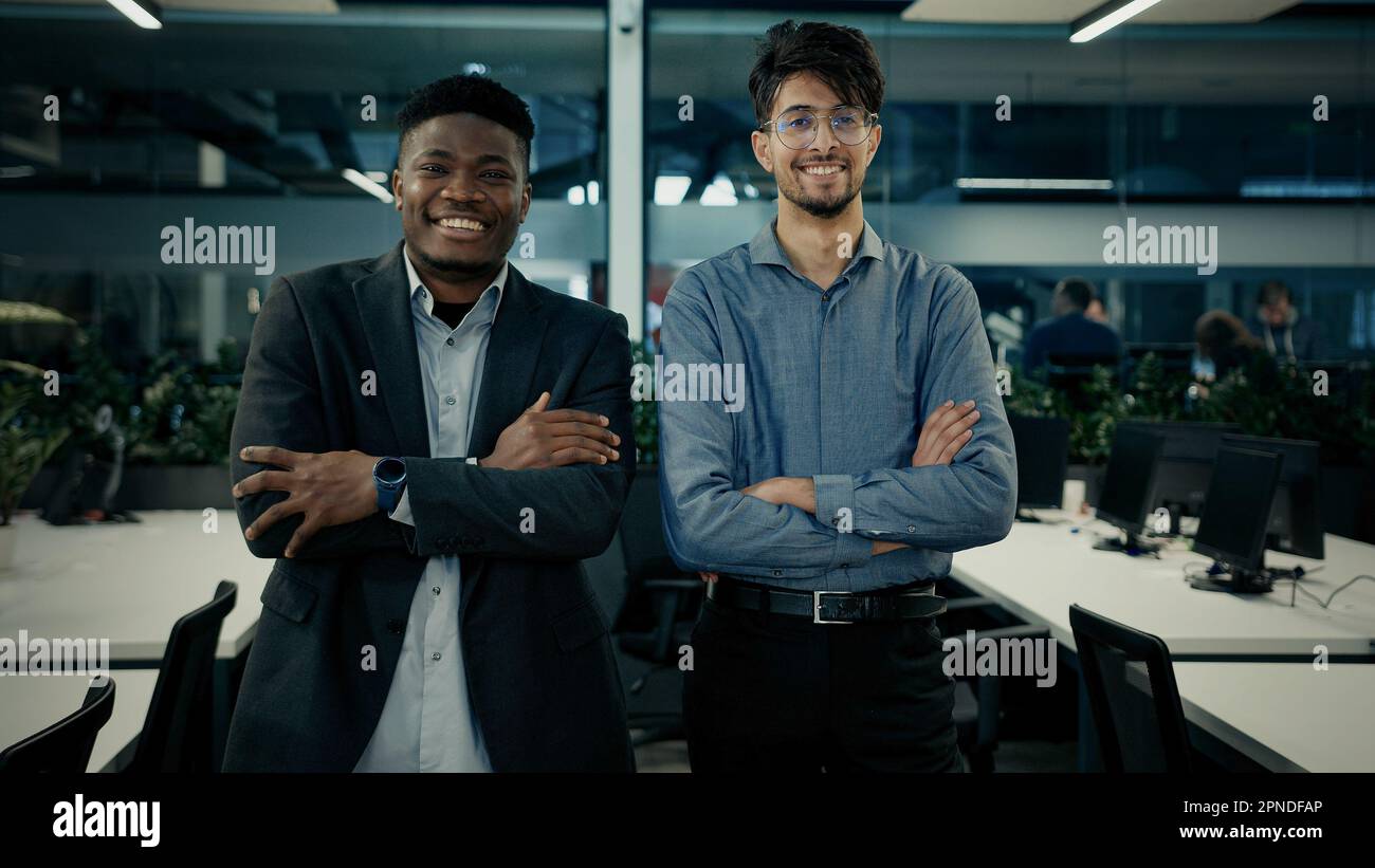 Two diverse positive multiracial businessmen hi-res stock photography ...