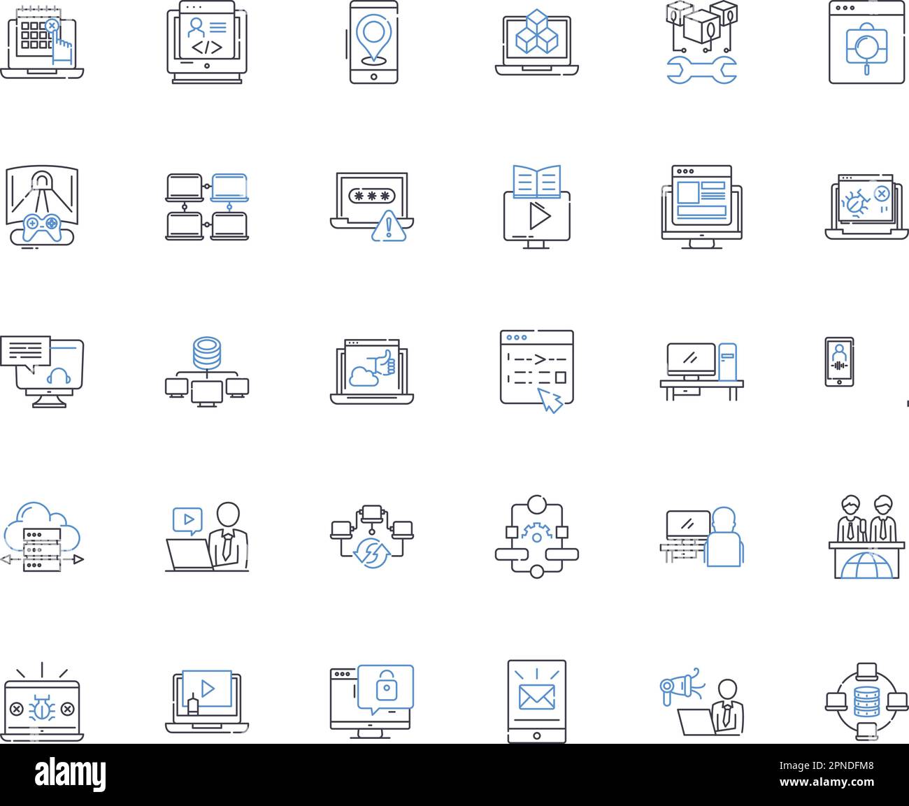 laptop line icons collection. Portable, Compact, Convenient ...
