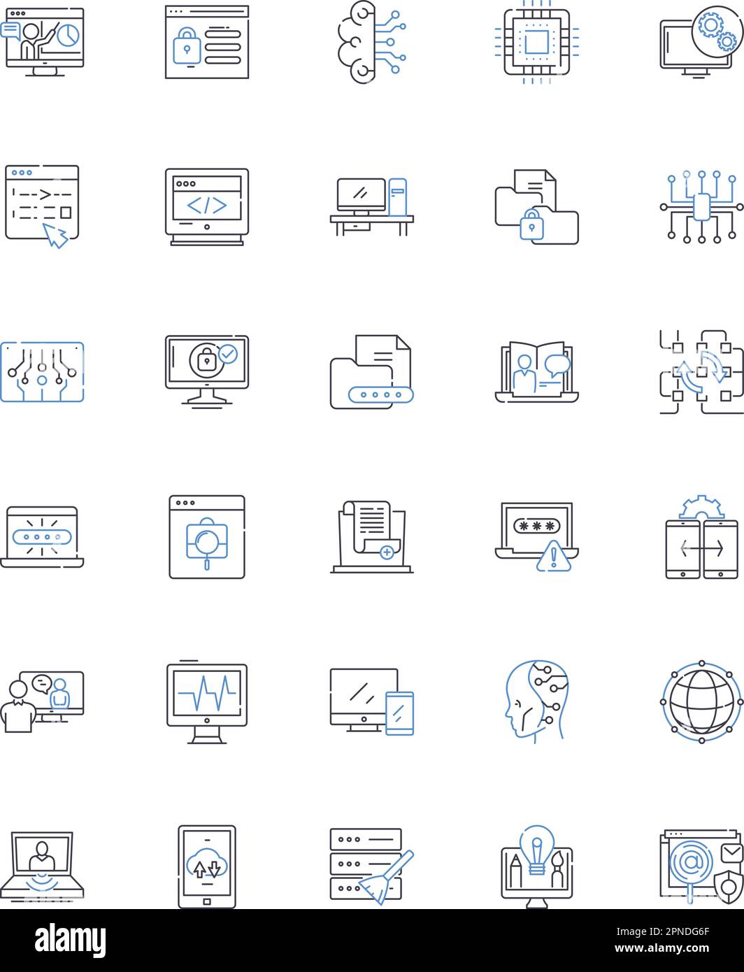 Program Line Icons Collection Coding Scripting Development Integration Debugging Upgrade