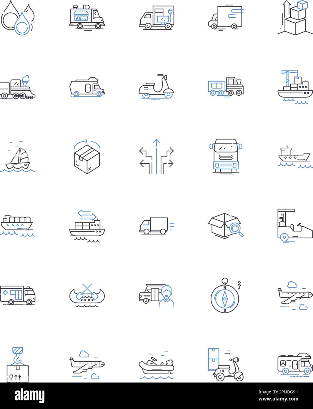 Transporting line icons collection. Shipping, Hauling, Carrying, Moving ...
