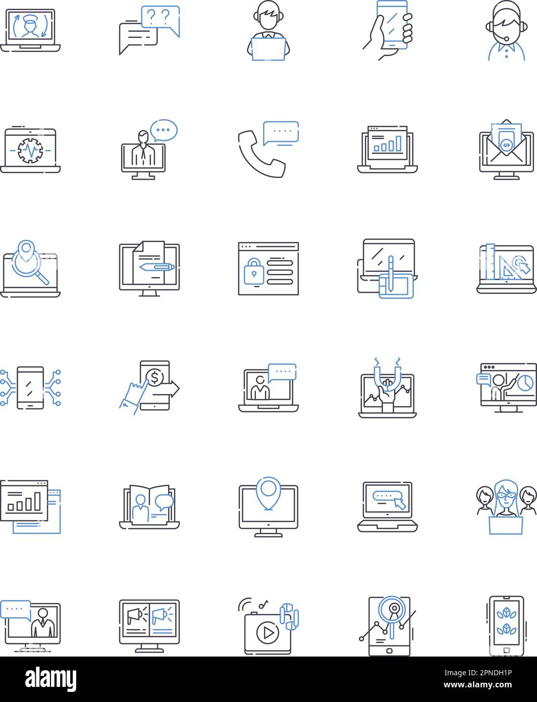 Customer Line Icons Collection Satisfaction Service Communication Loyalty Experience