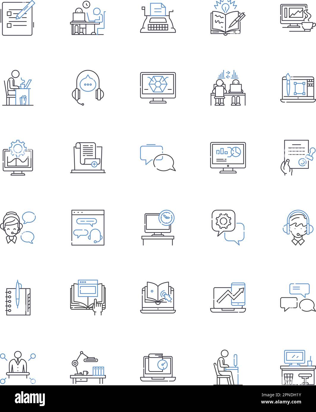 Online employment line icons collection. Telecommute, Remote, Freelance ...