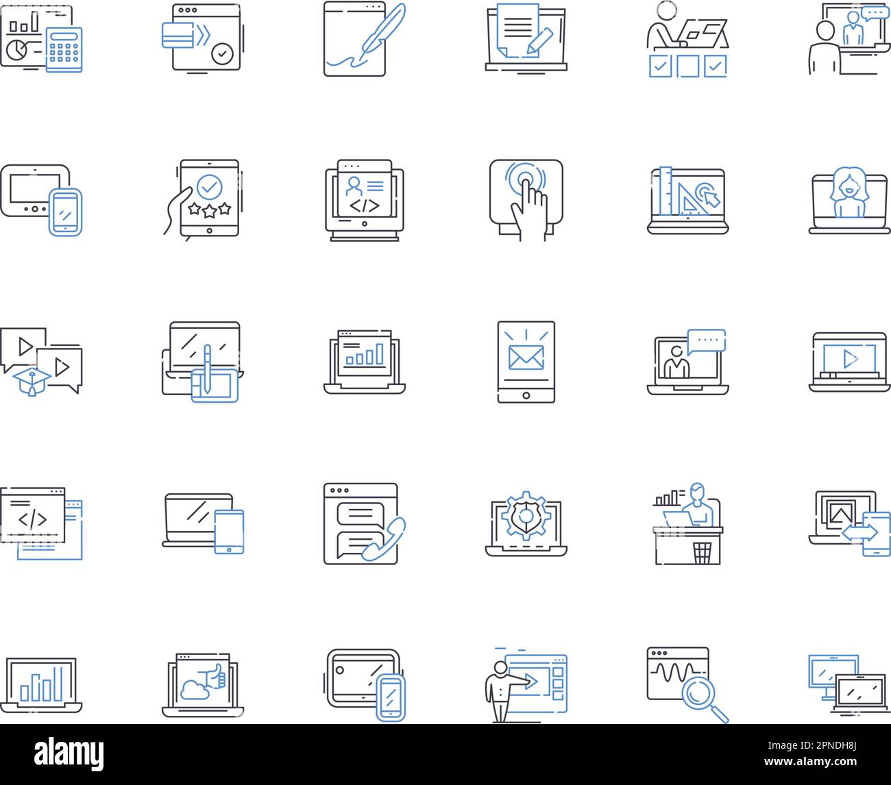 Notebook computer line icons collection. portable, lightweight ...