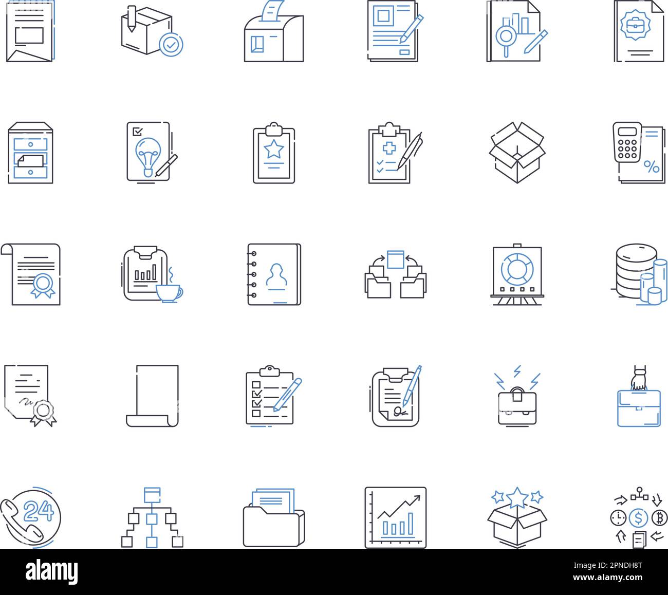 Company Records Line Icons Collection Archiving Filing Retention