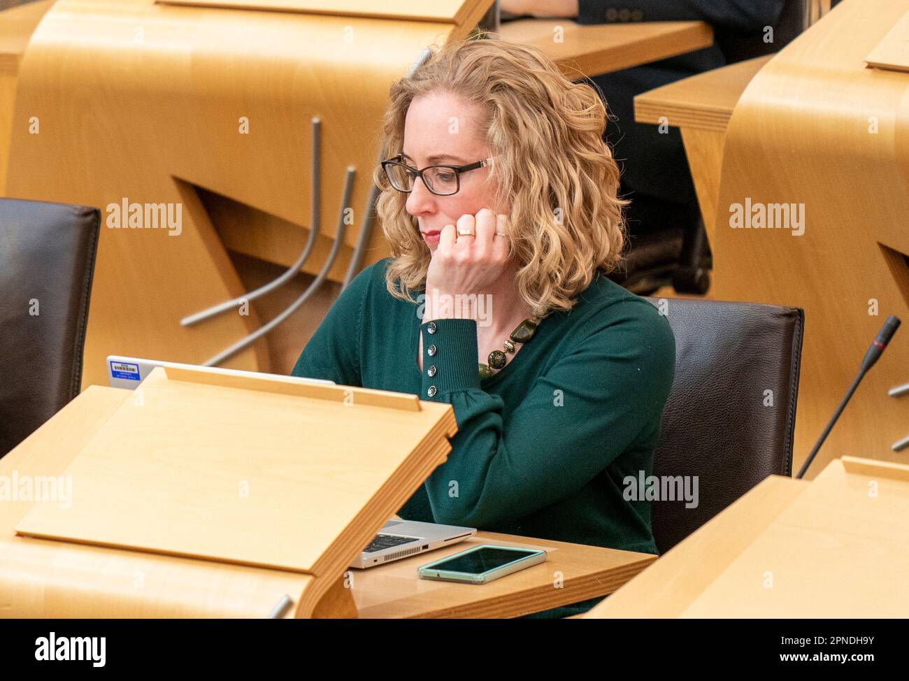 Scottish Green Party co-leader Lorna Slater in the main chamber as ...