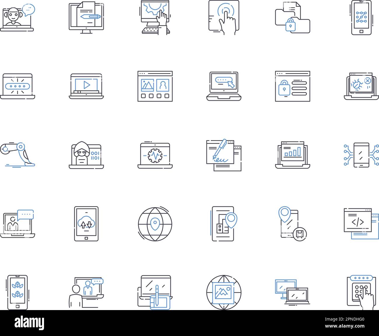Online line icons collection. Internet, Digital, Virtual, Web, Cyber, Nerked, Connected vector ...