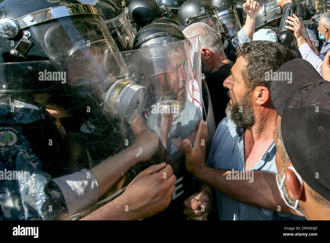 Beirut, Lebanon. 18th Apr, 2023. Riot police, securing the premises of ...