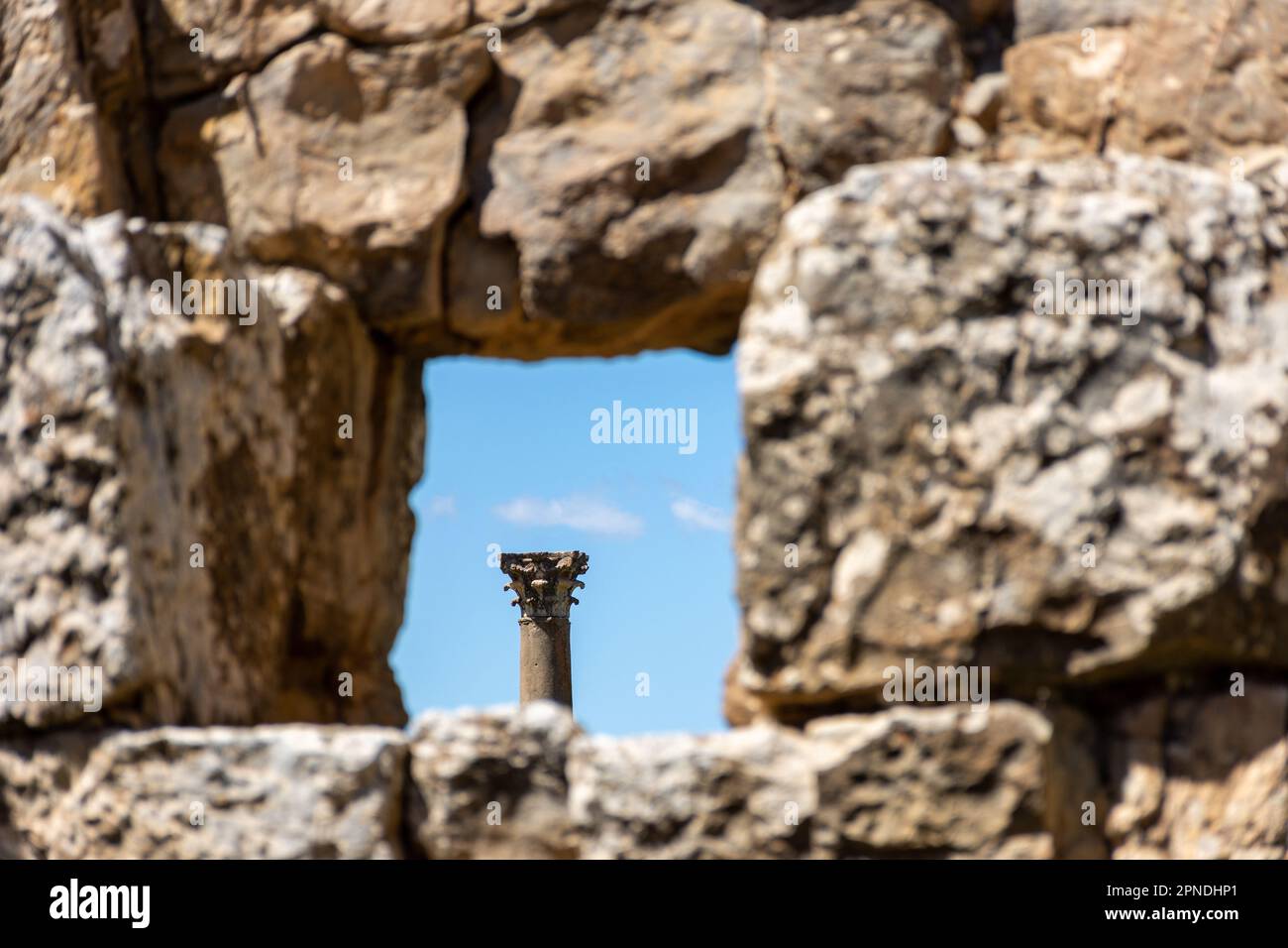View of Roman ruin in the ancient city of Cuicul-Djemila. UNESCO world ...