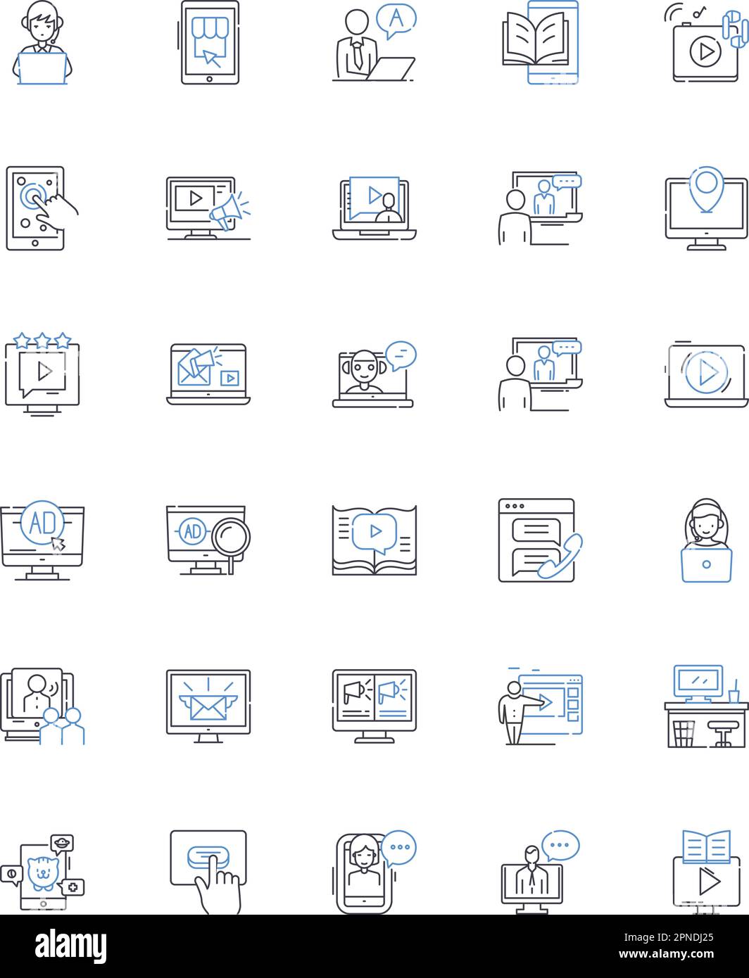 Search engine line icons collection. Google, Bing, Yahoo, Ask, DuckDuckGo, Search, Results ...