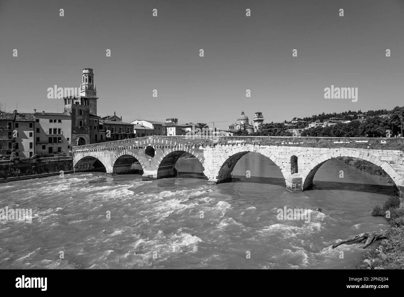 Old roman bridge in Black and White Stock Photos & Images - Alamy