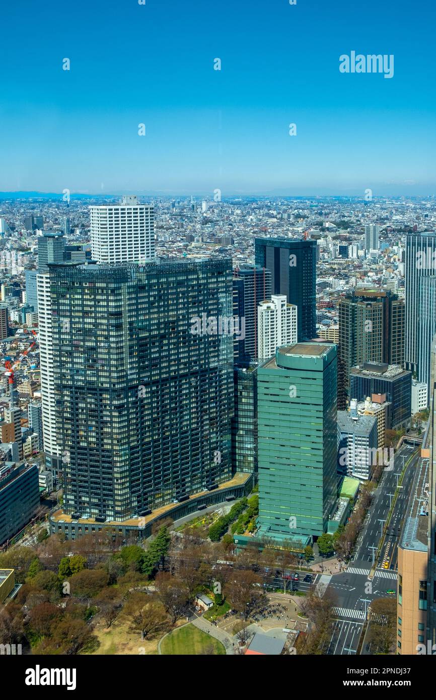 view to skyline of Tokyo from skyline observation platform Stock Photo ...