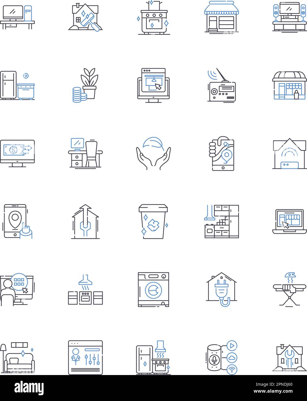 Hi-tech habitat line icons collection. Smart, Futuristic, Technological ... Hi-tech habitat line icons collection. Smart, Futuristic, Technological ...