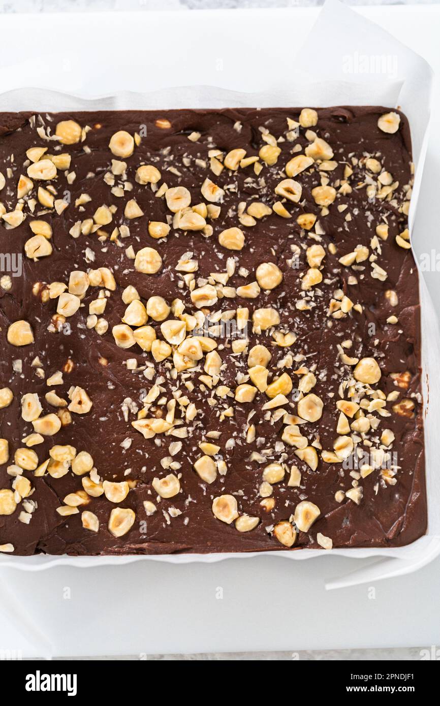 Chocolate hazelnut fudge Stock Photo - Alamy