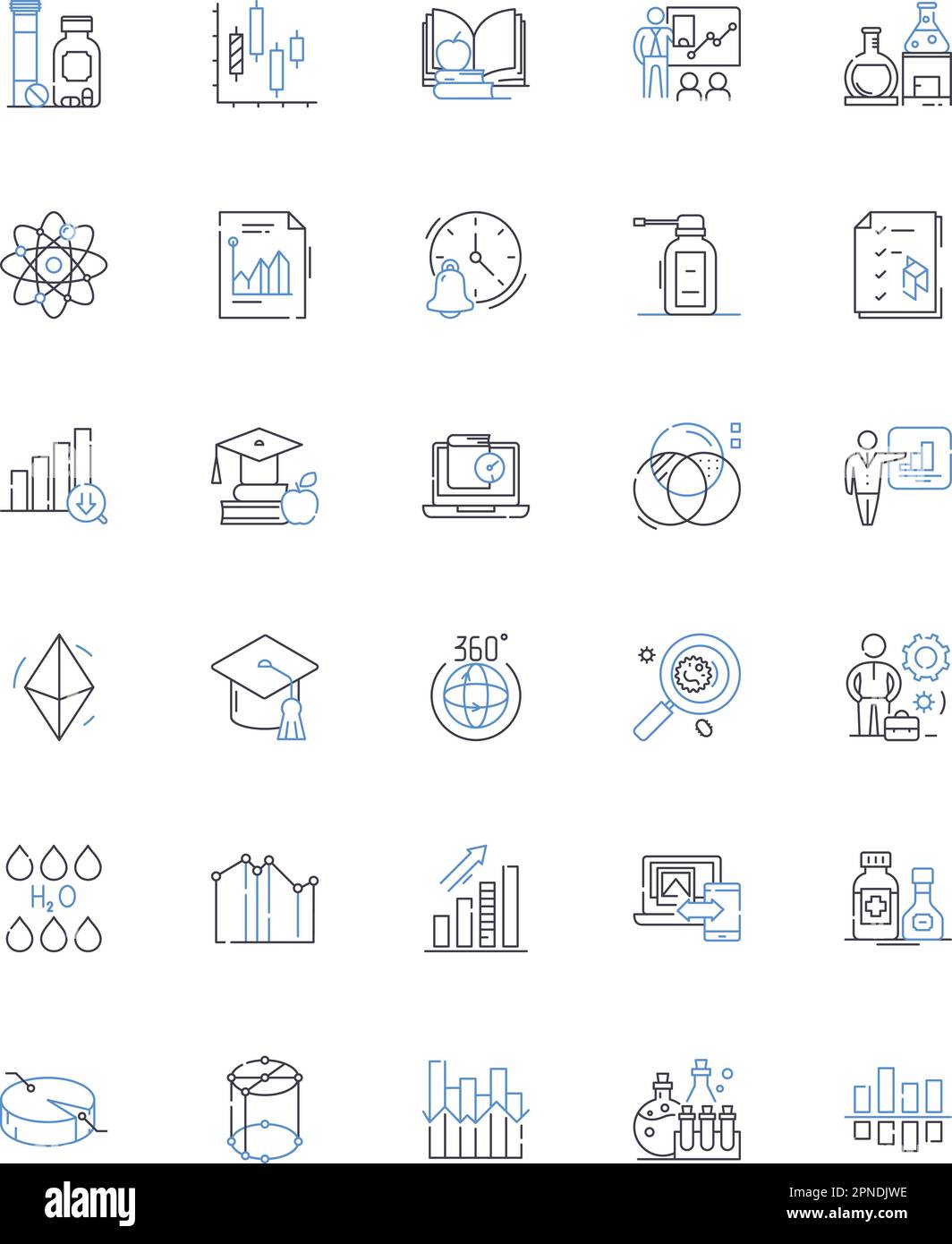 Chemistry line icons collection. Atoms, Elements, Molecules, Reactions ...
