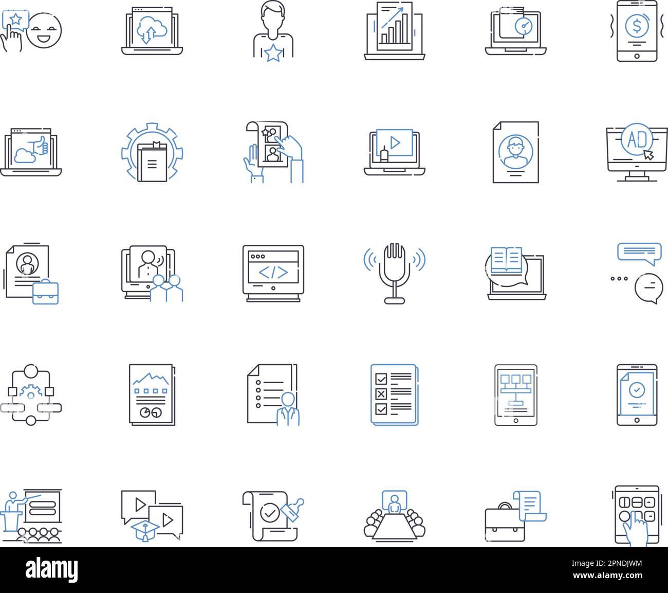 Broadcast journalism line icons collection. Reporting, Anchoring, Broadcasting, News, Coverage ...
