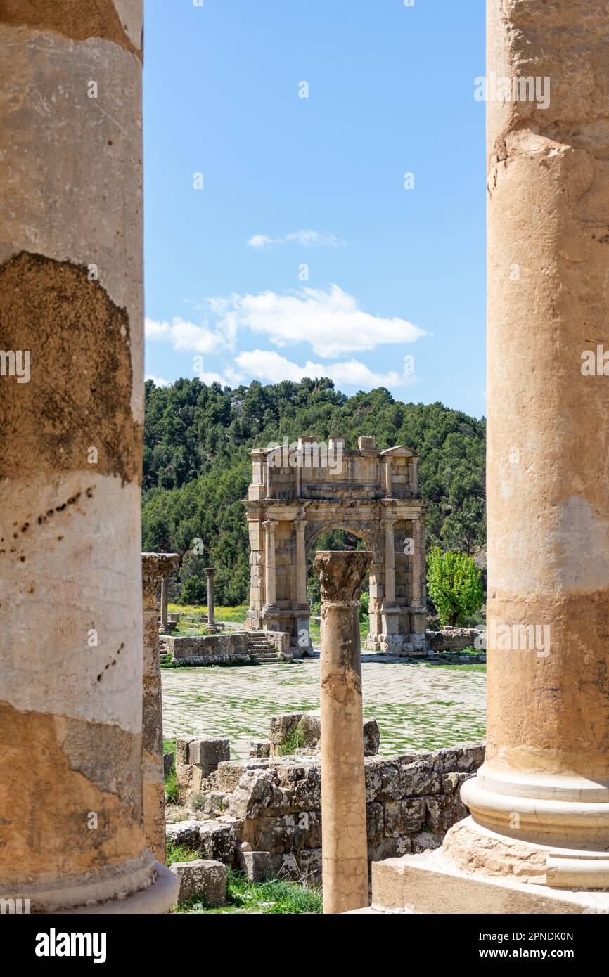 View of the Arch of Caracalla in the ancient Roman city of Cuicul ...