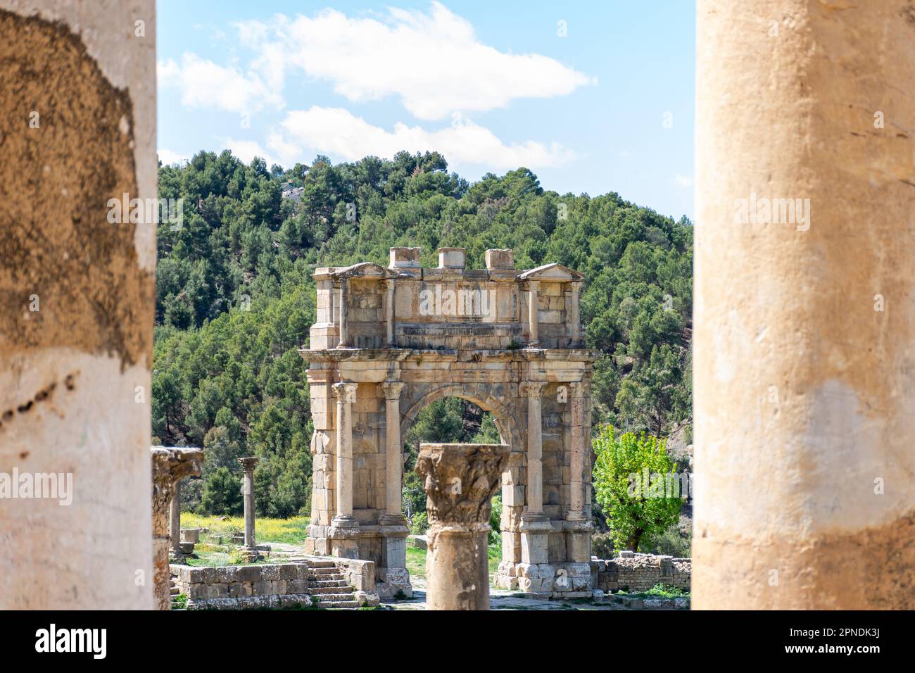 View of the Arch of Caracalla in the ancient Roman city of Cuicul ...