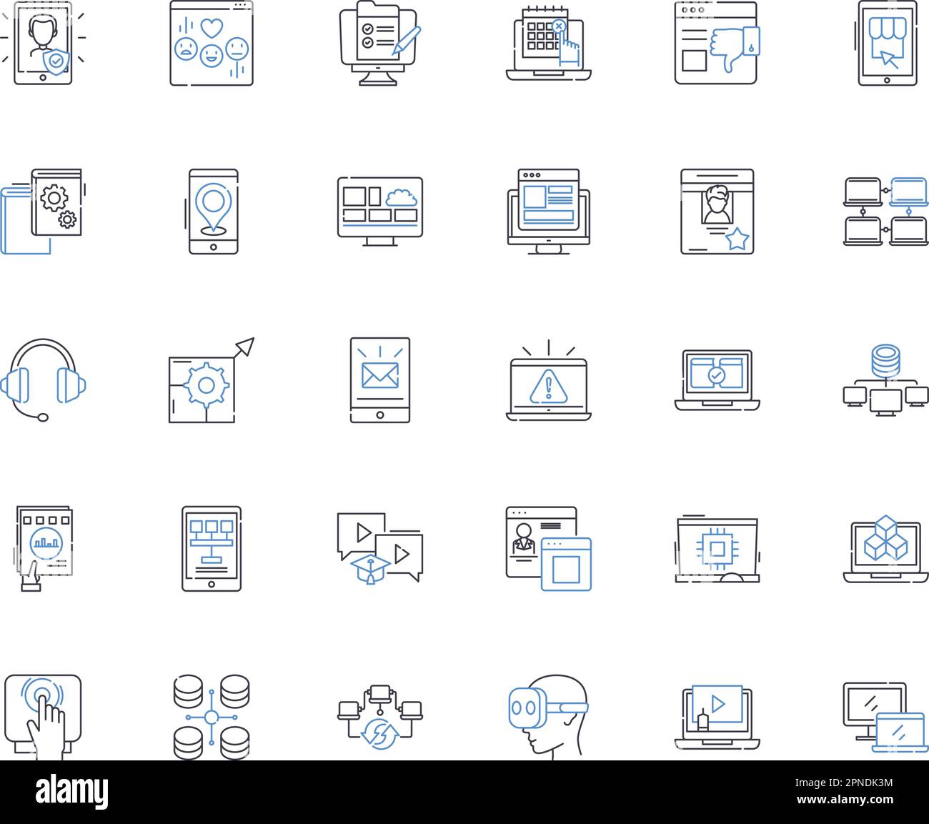 Electronic Advancement Line Icons Collection Innovation Automation Modernization