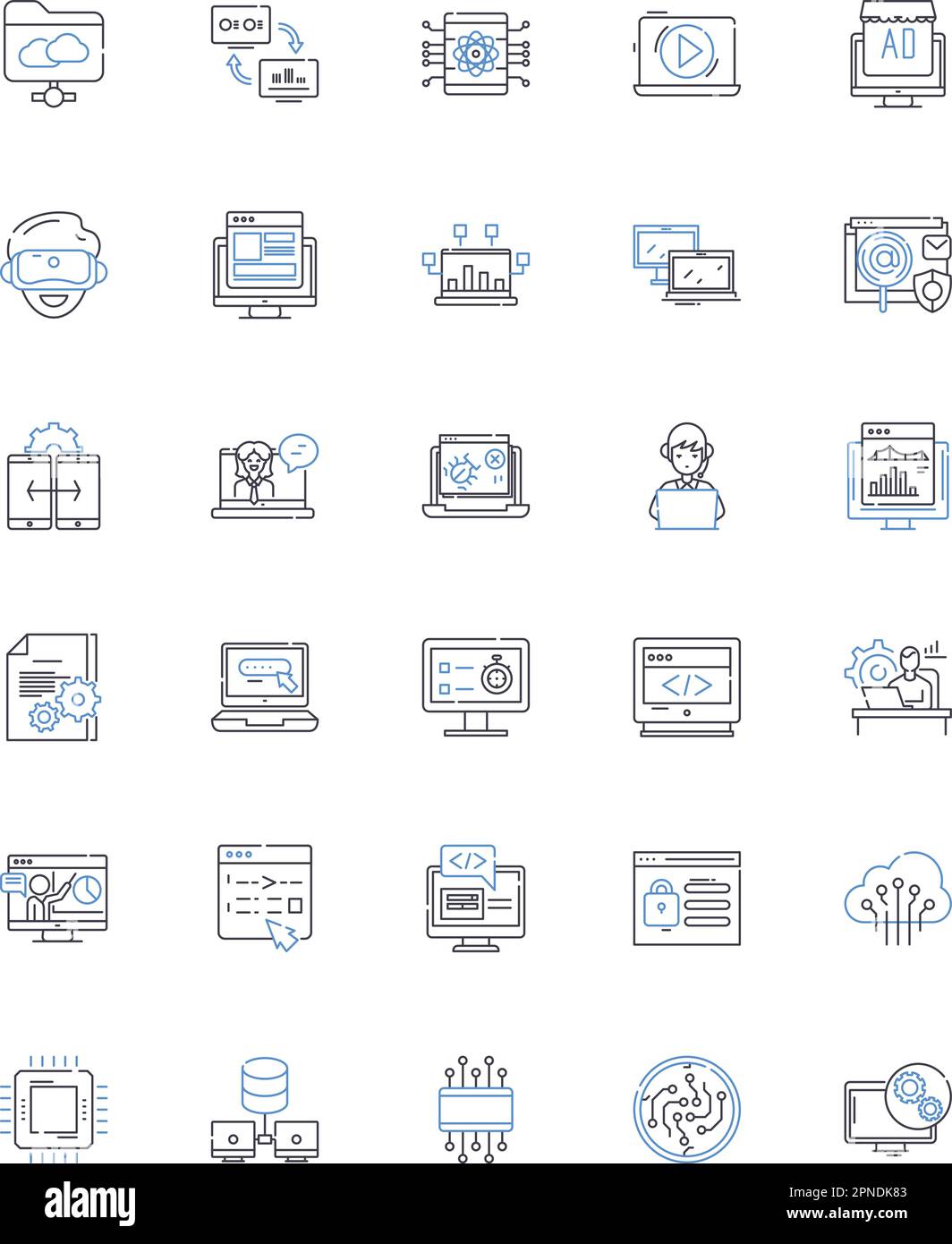 Digital Platform line icons collection. Online, Cloud, Virtual, Mobile ...