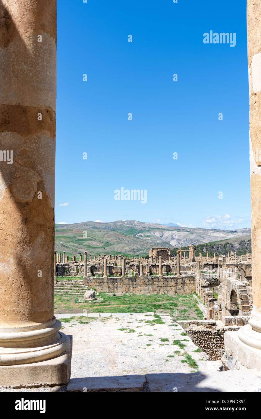 Roman ruins in the ancient city of Cuicul-Djemila. UNESCO world ...