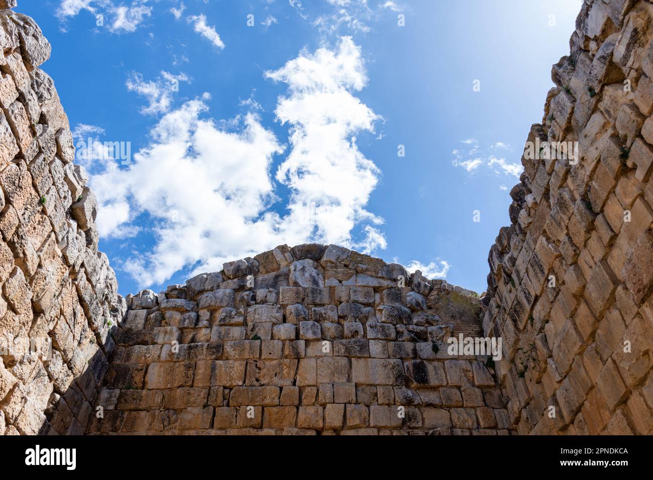 Inside (Temple of Gens Septimia) against a blue sky in the ancient city ...