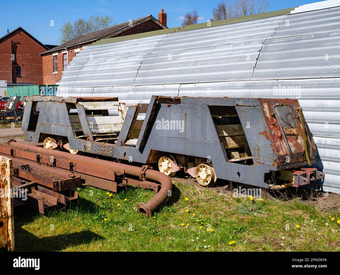 Old coal mining vehicle for transporting workers under ground to the ...