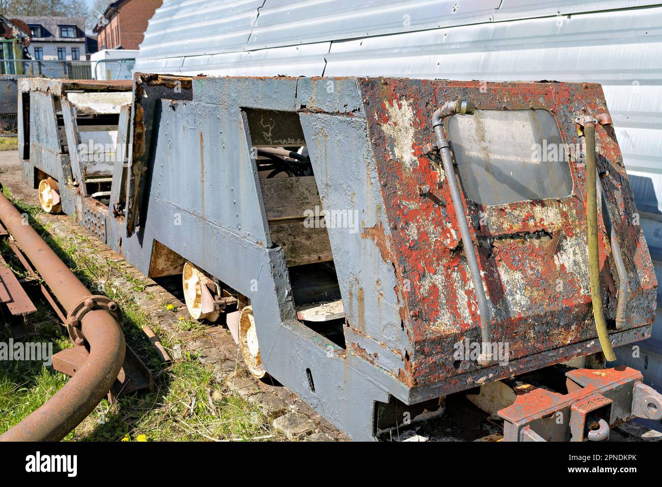 Old coal mining vehicle for transporting workers under ground to the ...