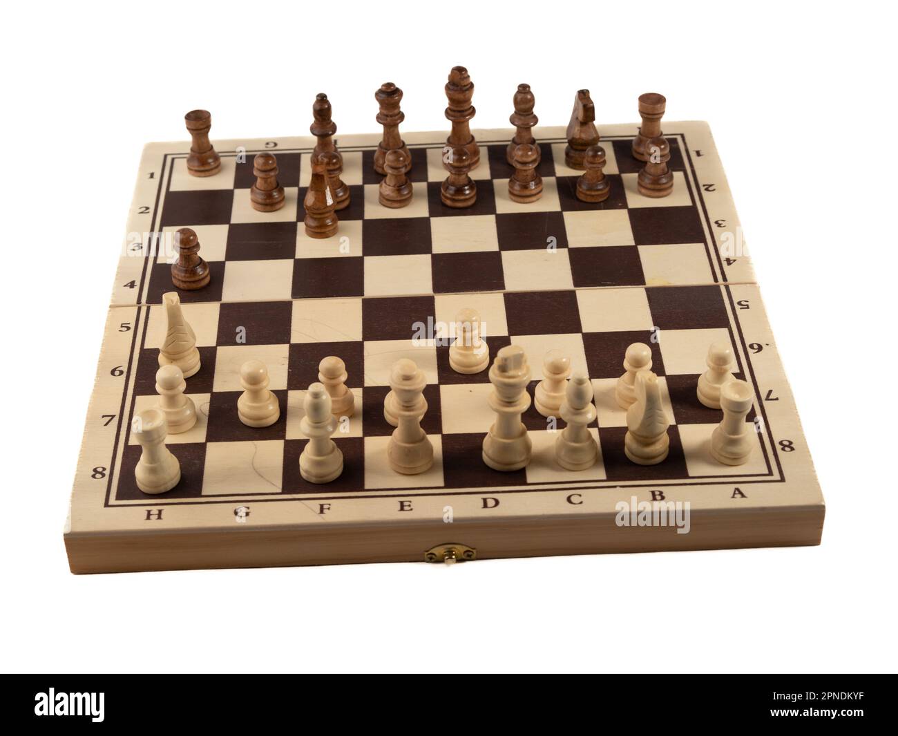 Wooden chess on a white background. Board game chess. Close-up Stock ...
