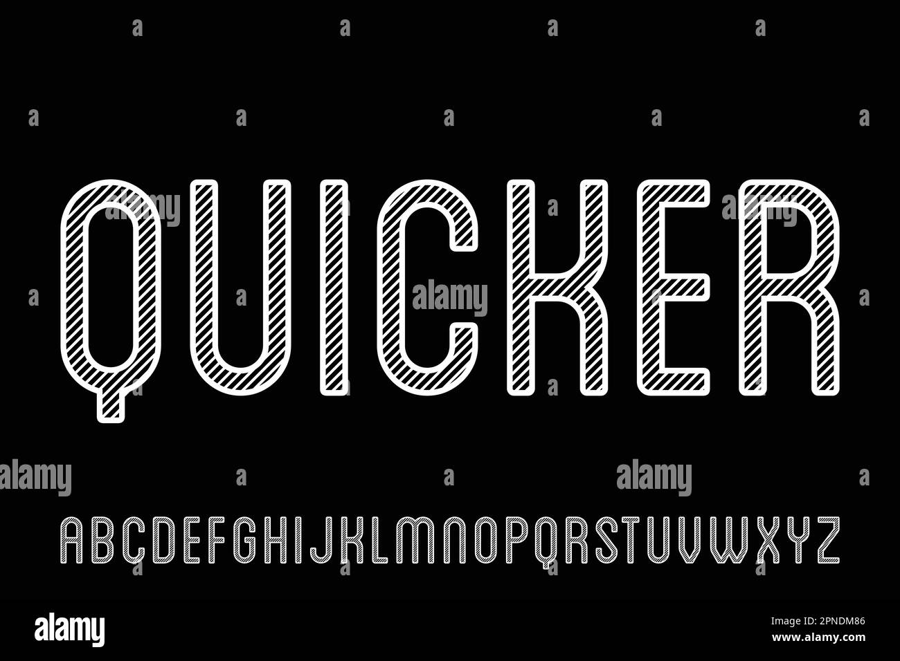 Condensed alphabets with stripe shading display font vector Stock ...