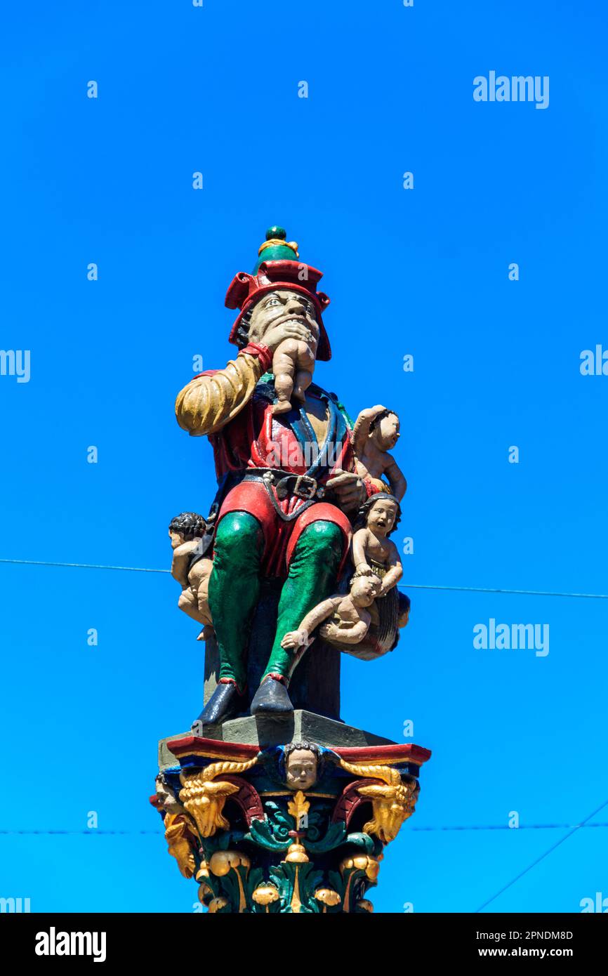 Child Eater Fountain (Kindlifresserbrunnen) is a painted stone fountain ...