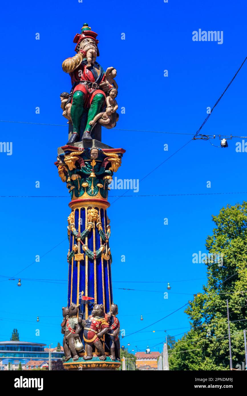 Child Eater Fountain (Kindlifresserbrunnen) is a painted stone fountain ...