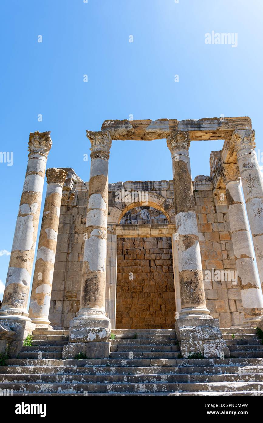 Low-angle view of (Temple of Gens Septimia) in the ancient city of ...