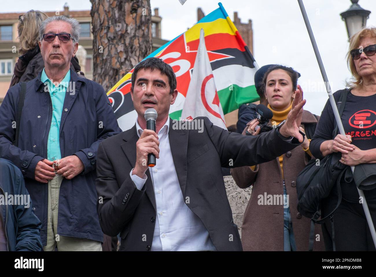Rome, . 18th Apr, 2023. 18/04/2023 Rome. Demonstration against the ...