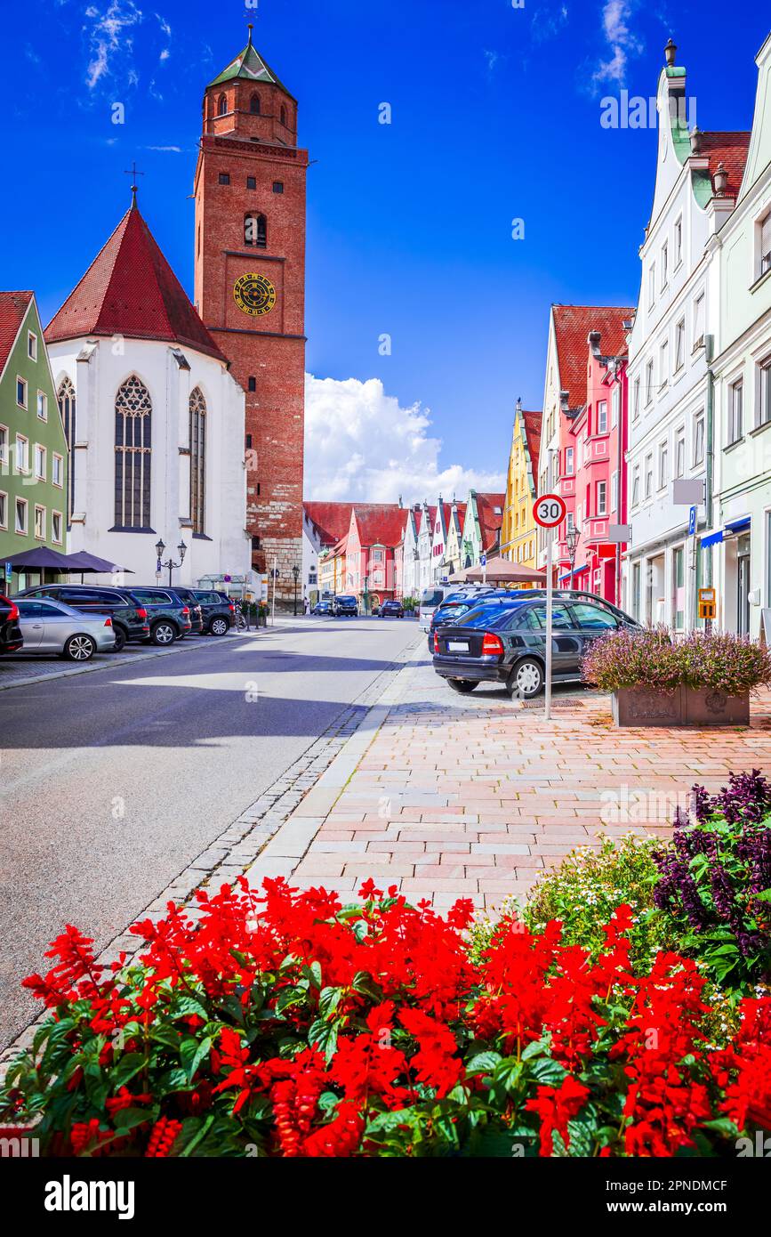 Donauworth, Germany. Romantische Strasse scenic with small town in ...
