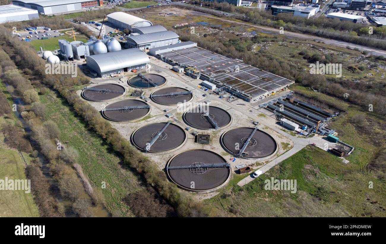 Fobney sewage wastewater treatment works on the River Kennet Stock ...
