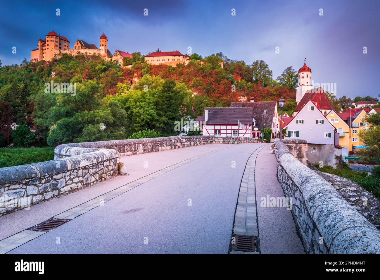 Harburg, Germany. Steinerne Brucke bridge in Harburg, Bavaria, crosses ...