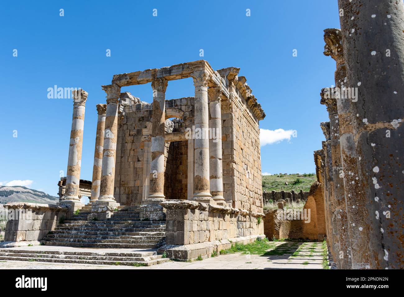 Low-angle view of (Temple of Gens Septimia) in the ancient city of ...