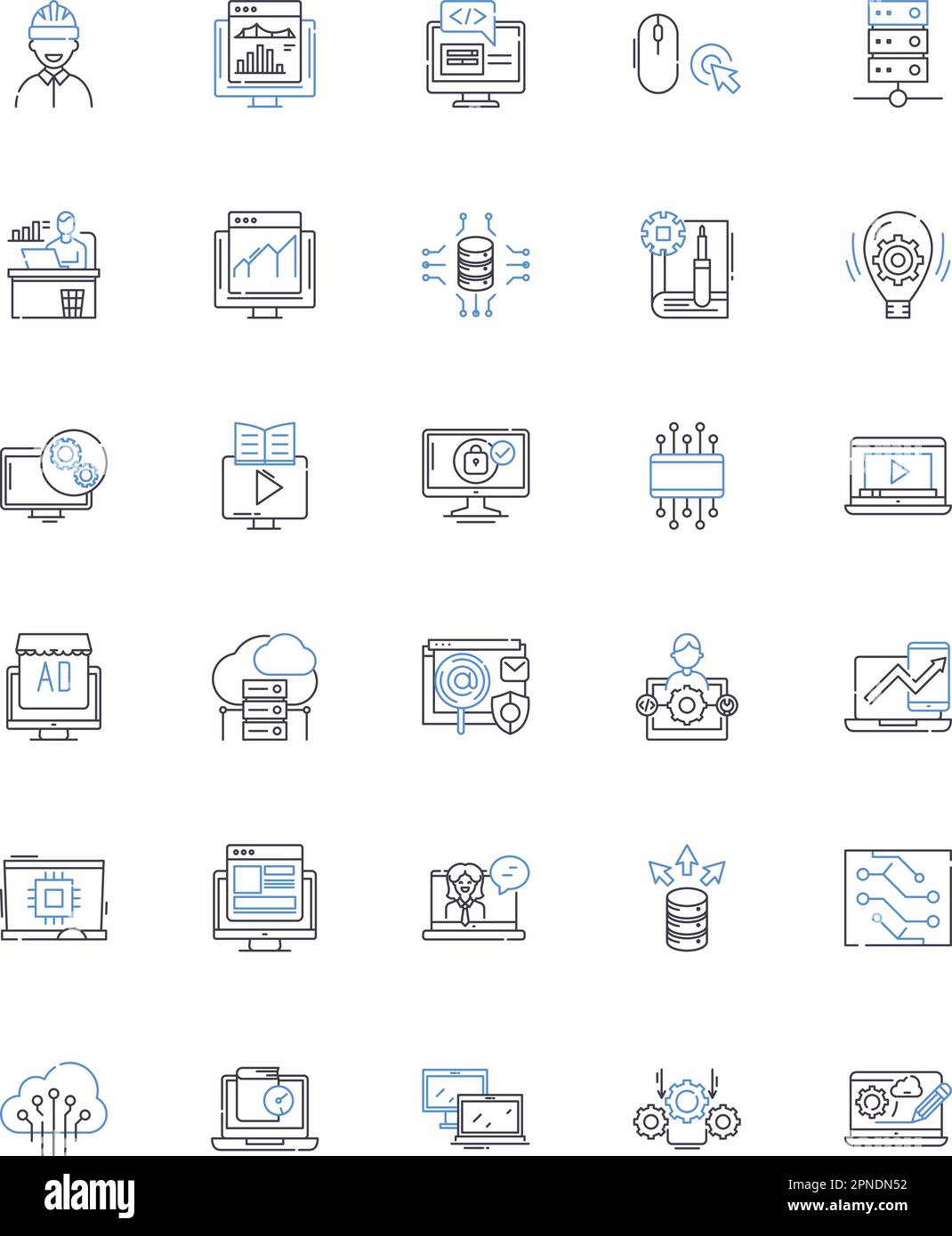 Online platform line icons collection. Platform, Digital, Web, Cyber, E ...