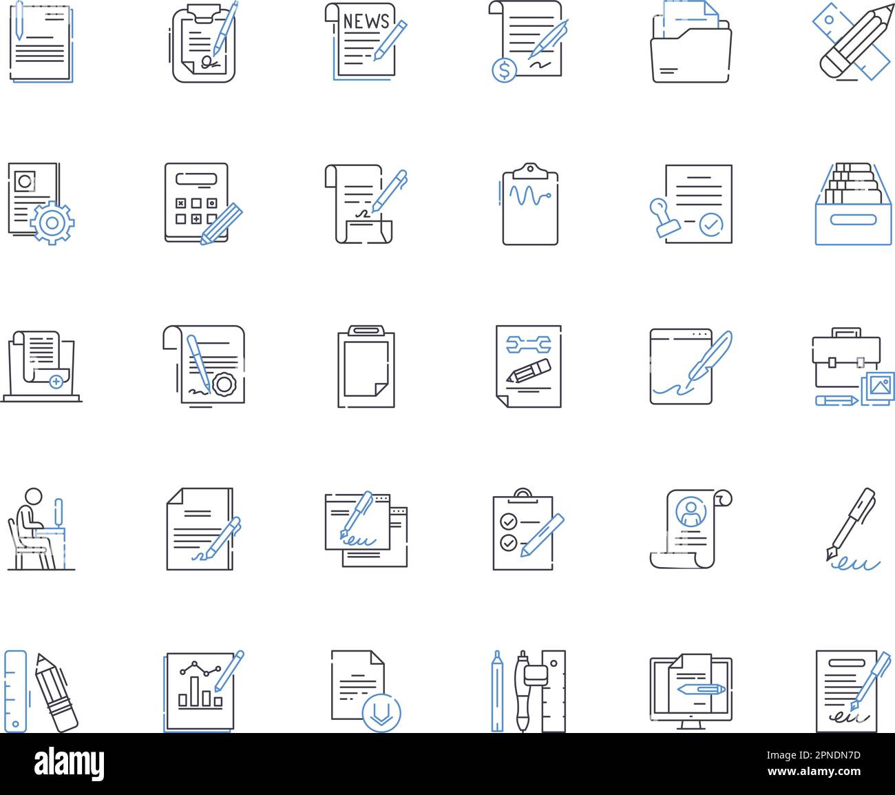 Reviewing line icons collection. Analysis, Appraisal, Assessment ...