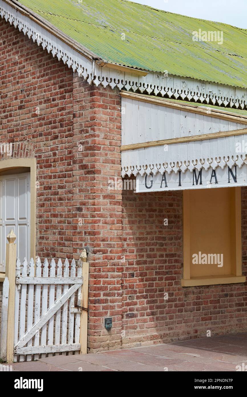 Detail of the Gaiman's Old Train Station, Chubut, Patagonia, Argentina ...