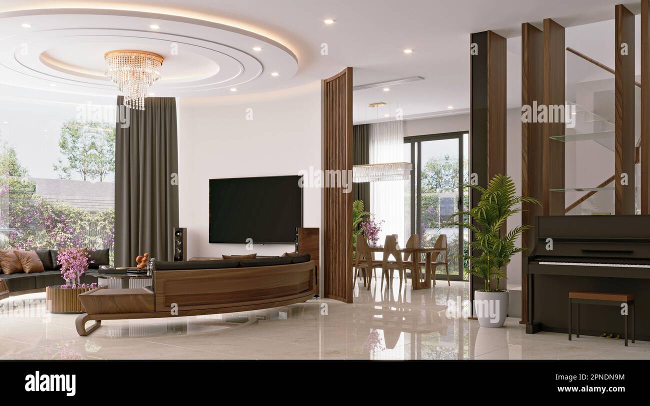 Luxury villa house esterior, 3d rendering Stock Photo - Alamy